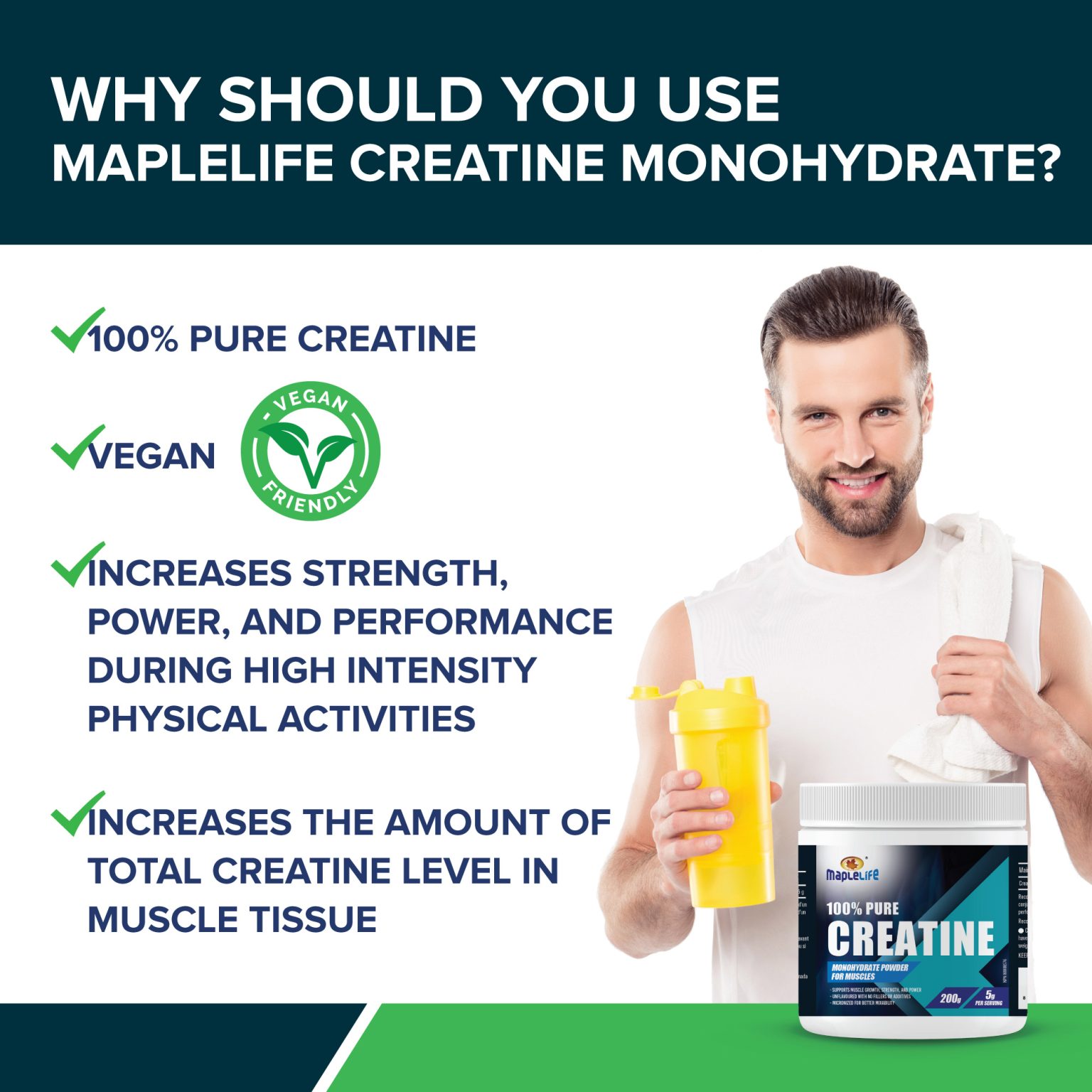 Creatine Monohydrate powder 200g - Family Care Nutrition