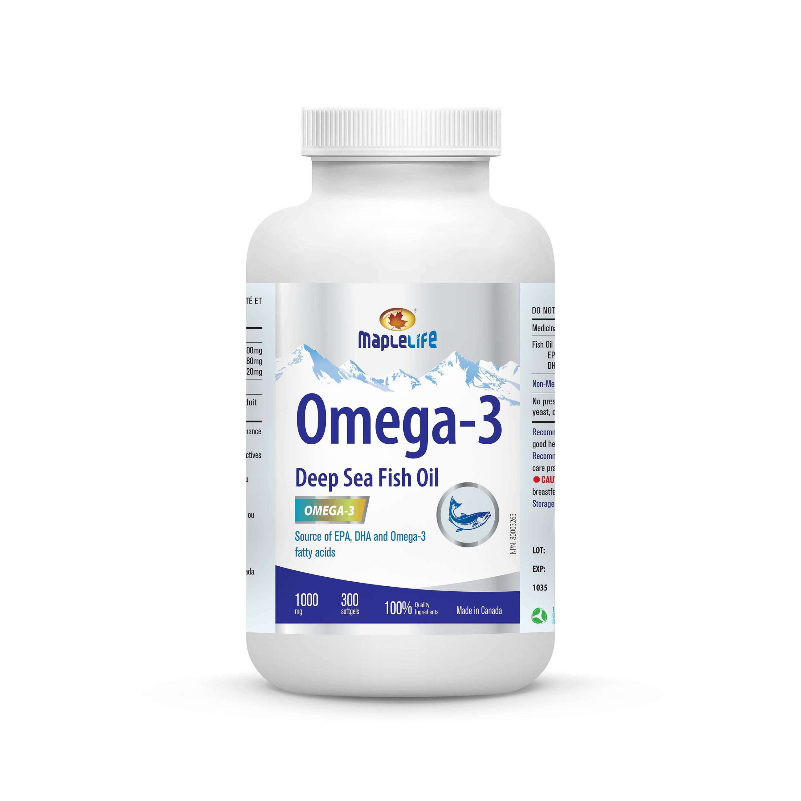 Omega-3 Deep Sea Fish Oil 1000mg (300 Softgels) - Family Care Nutrition