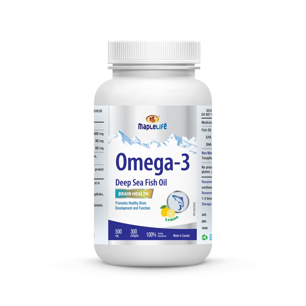 Omega-3 Deep Sea Fish Oil with Lemon Flavor 500 mg - 300 Softgels ...
