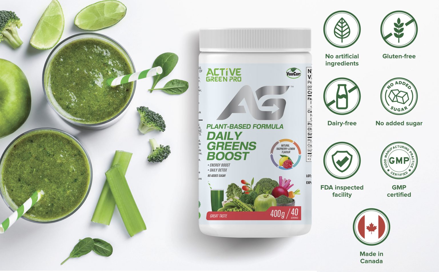 Active Green Pro-Fermented Proteins & Greens - Natural Vanilla Flavour ...